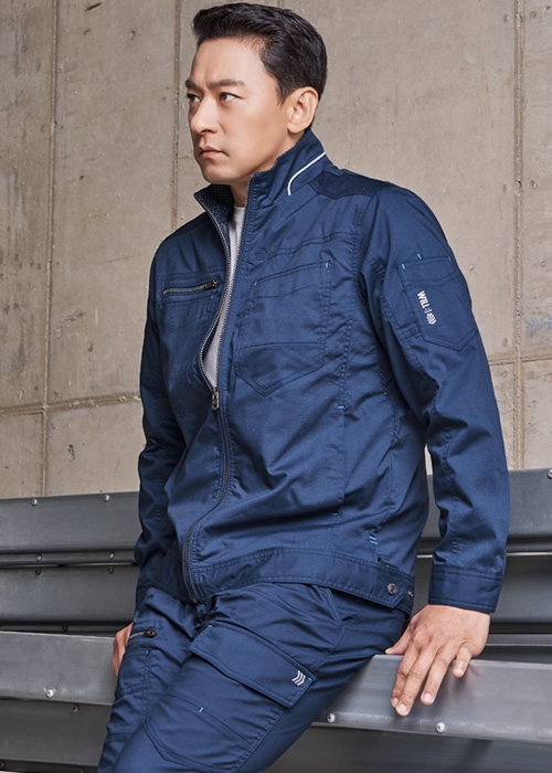 윌비 네이비 스판 작업복 세트 PR-108 작업복 주문제작 데일리티