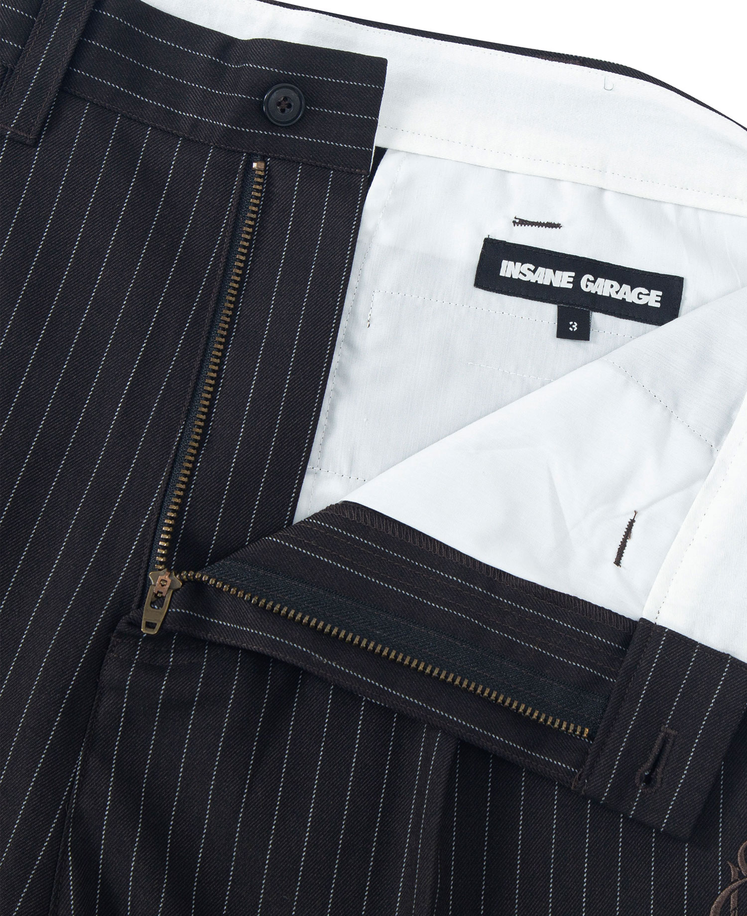 INSANE GARAGE | INSANE TAILORED PIN STRIPE SLACKS_BROWN