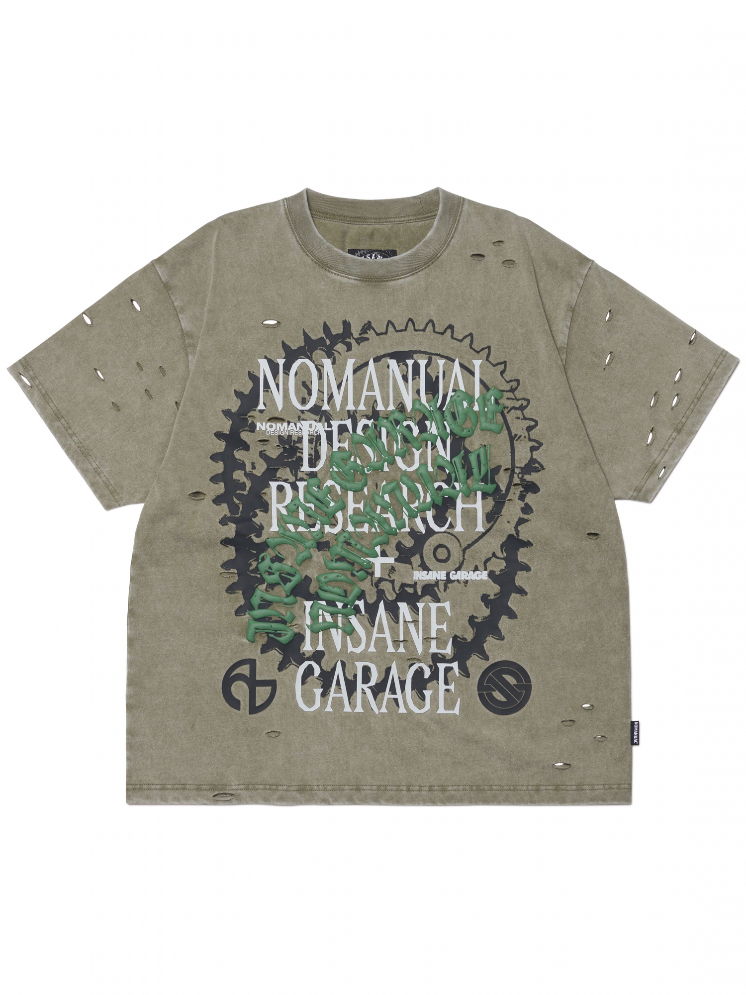 INSANE GARAGE | [NOMANUAL] DAMAGED T-SHIRT_WASHED KHAKI