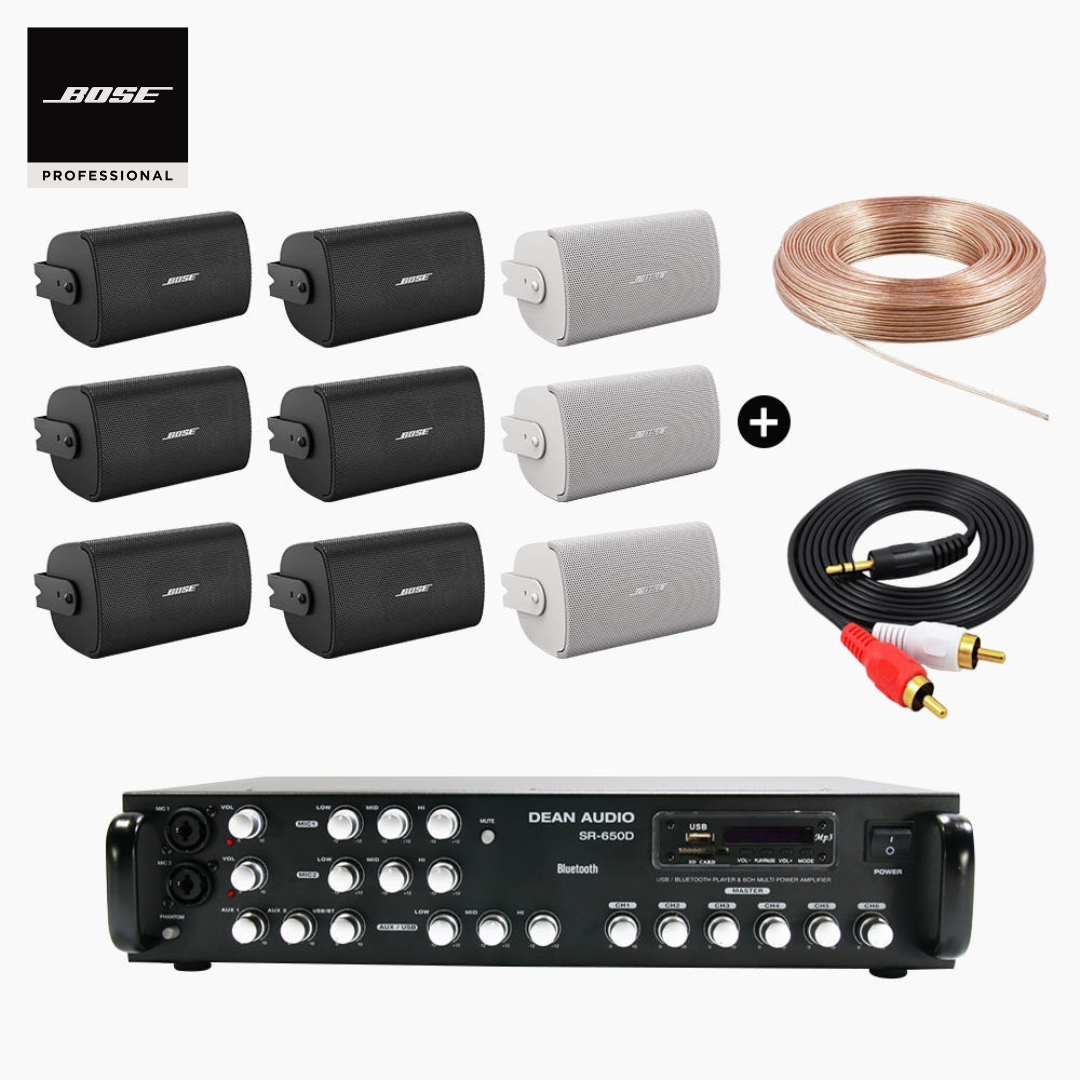 DEAN SR-650D 6채널 앰프 BOSE FS2SE 벽부형 스피커 9개 세트 보스 음향패키지
